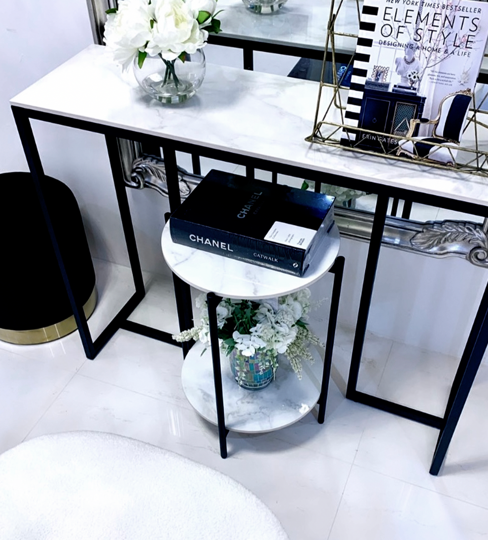 Alba Marble Stone Side Table - Black | Interior Ave
